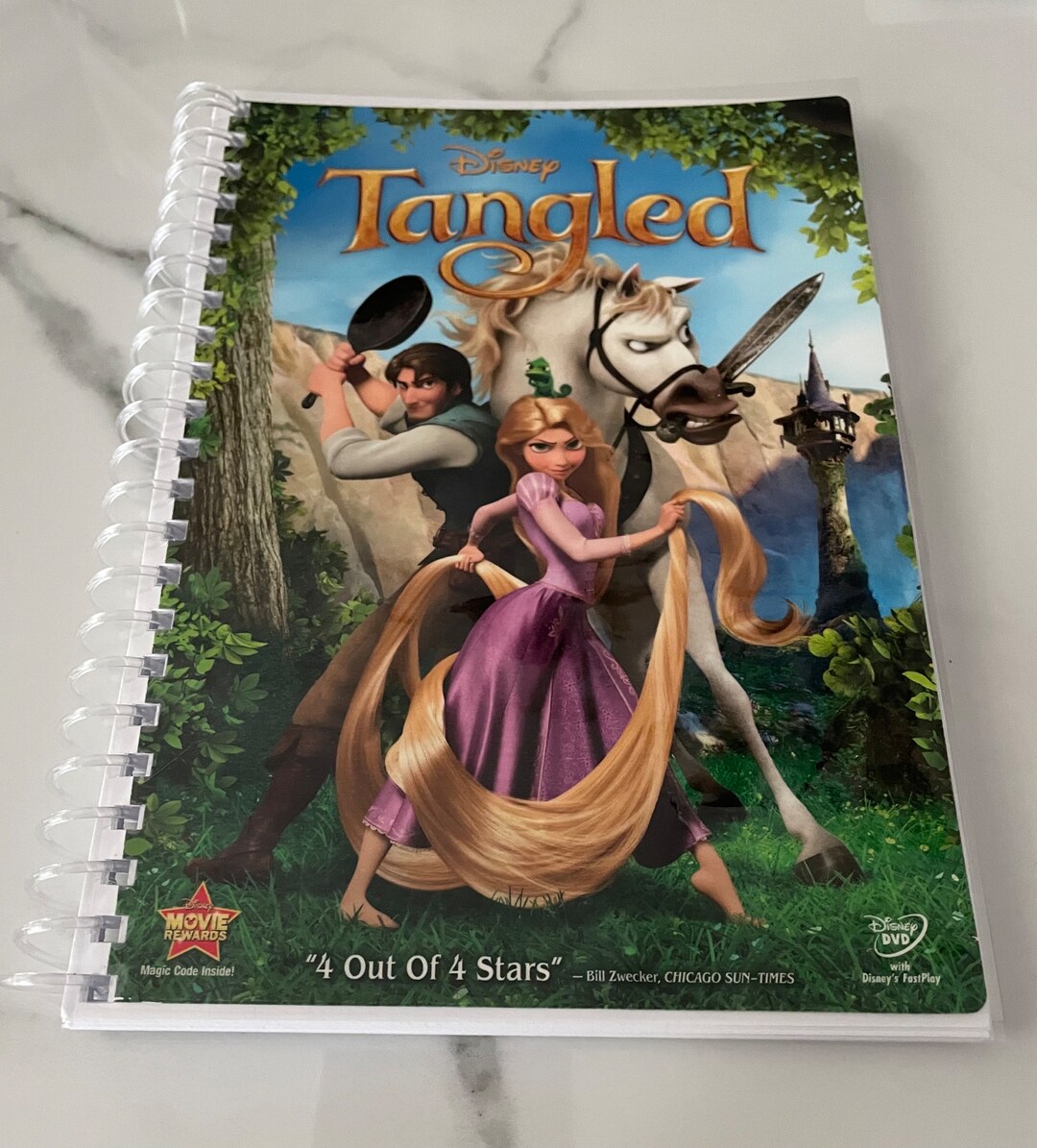 Disneys Tangled Movie DVD Upcycled Spiral Bound Notebook Journal ...
