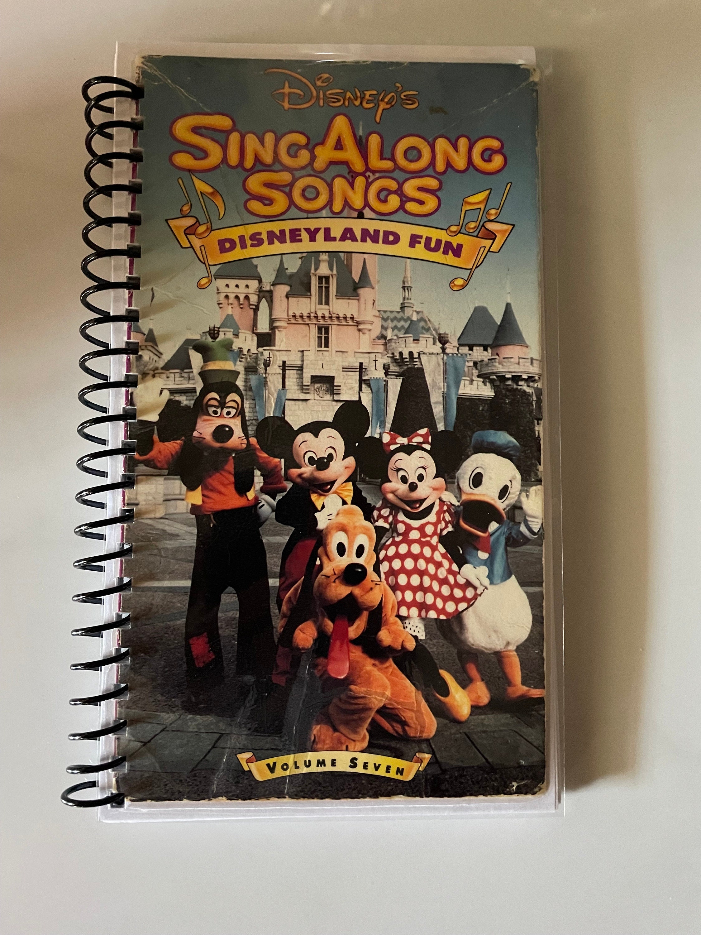 Disney Sing Along Songs Disneyland Fun Movie VHS Upcycled Spiral Bound ...