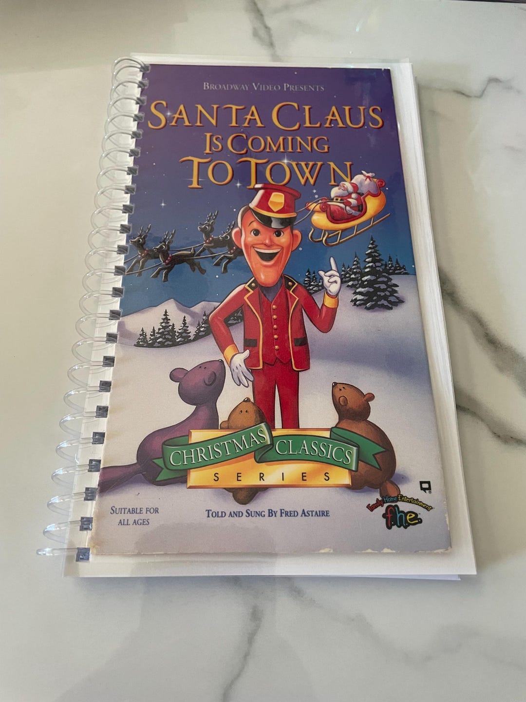 Santa Claus is Coming to Town Movie VHS Upcycled Spiral Bound Notebook ...