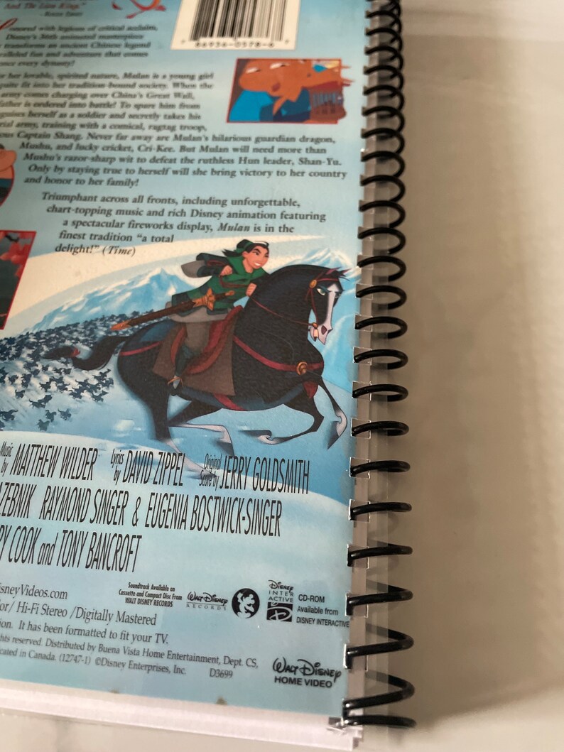 Disneys Mulan Animated 90s VHS Upcycled Spiral Bound Notebook Vintage ...