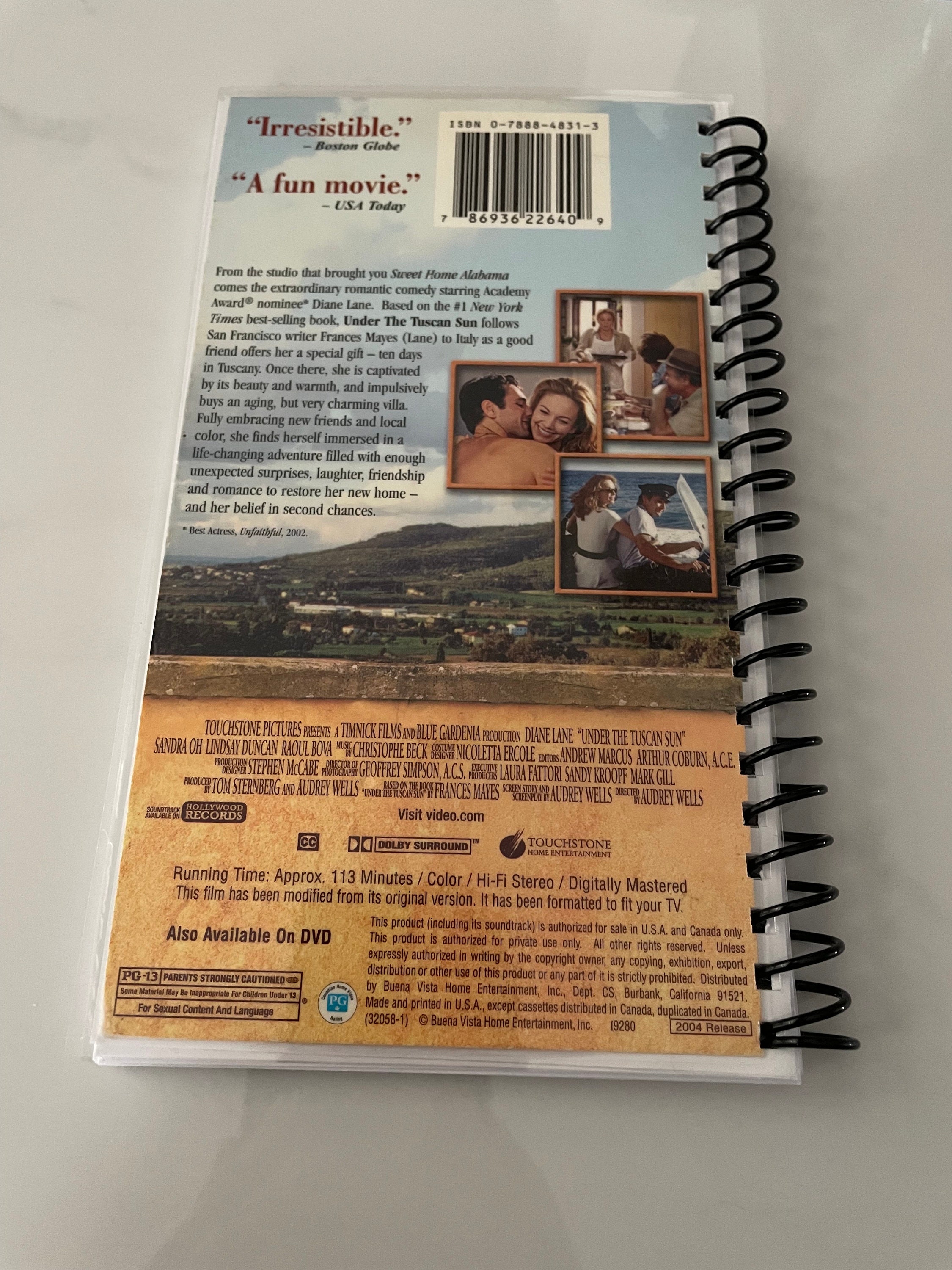 Diane Lane Under the Tuscan Sun VHS Upcycled Spiral Bound - Etsy