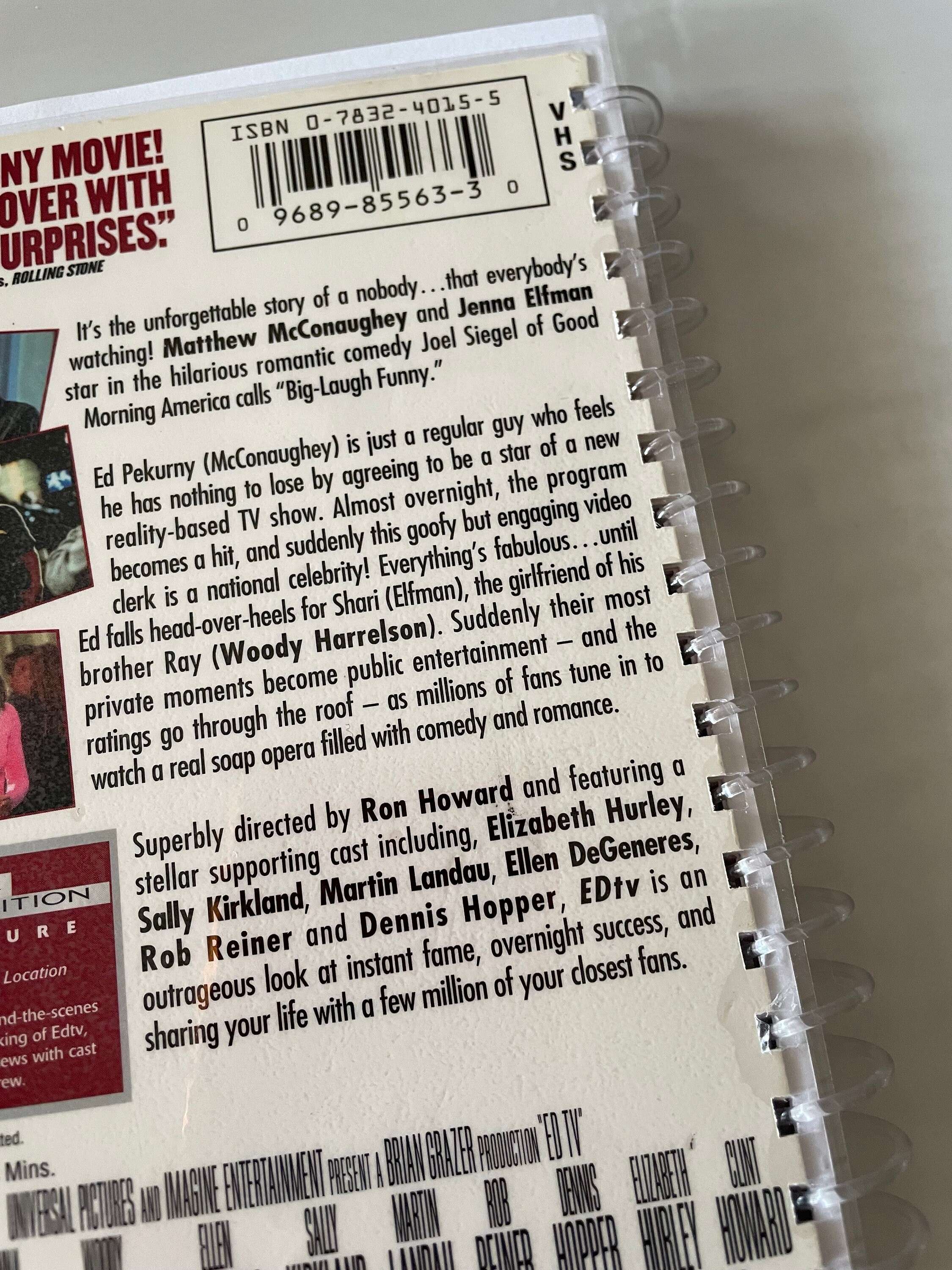 ED TV Movie VHS Upcycled Spiral Bound Notebook Journal Vintage Matthew ...