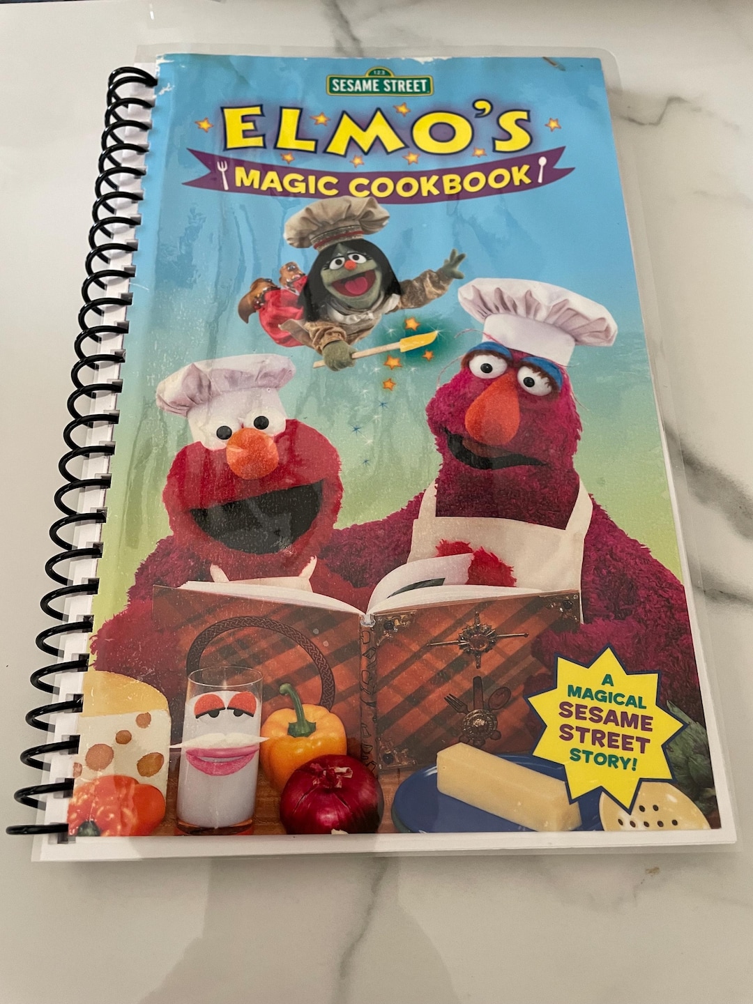 Seasame Street Elmos Magic Cookbook VHS Movie Upcycled Spiral Bound ...