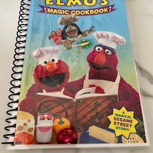 Seasame Street Elmos Magic Cookbook VHS Movie Upcycled Spiral Bound ...