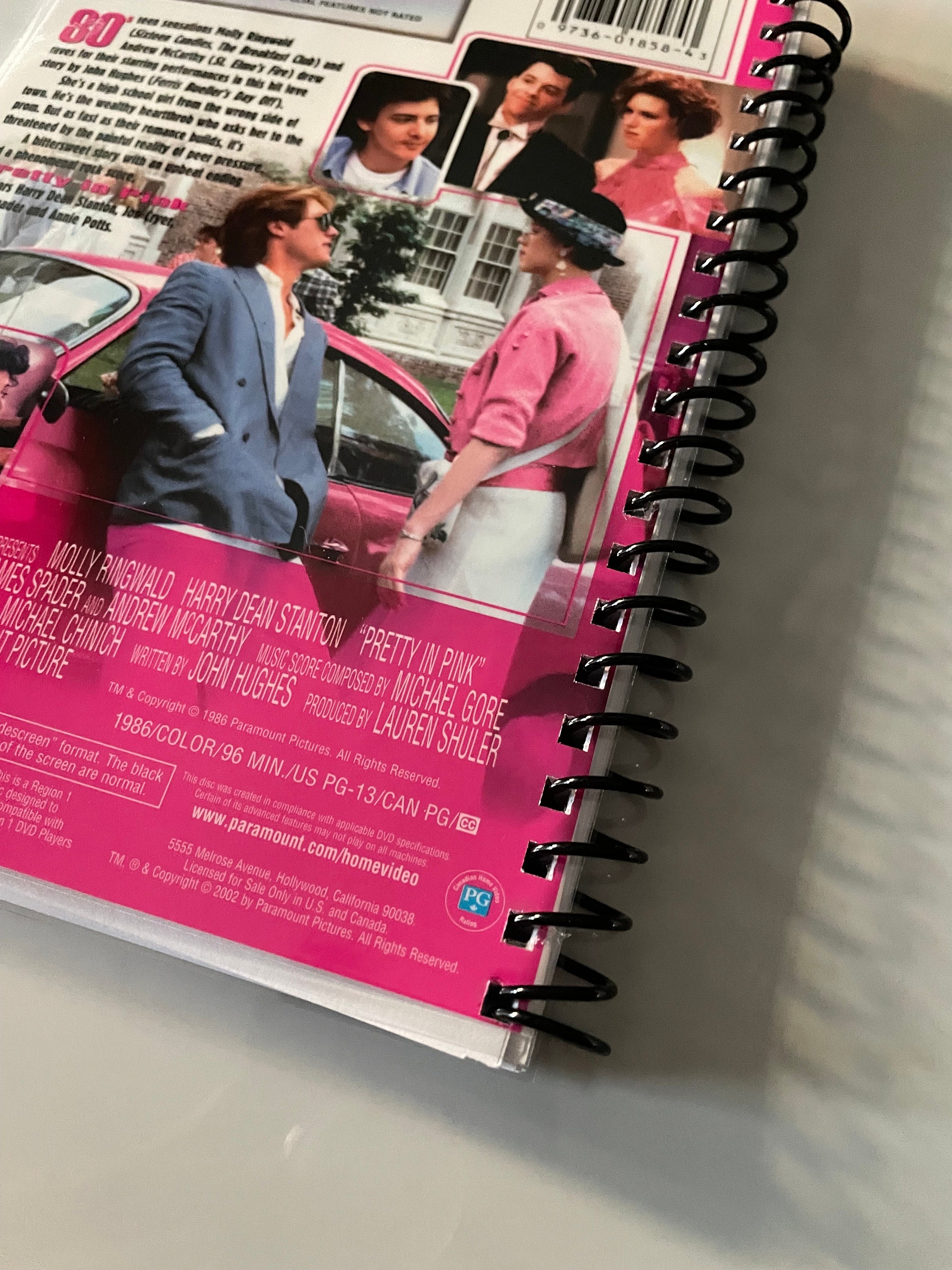 Pretty in Pink Movie 80s DVD Upcycled Spiral Bound Notebook Vintage John Hughes Molly Ringwald ...
