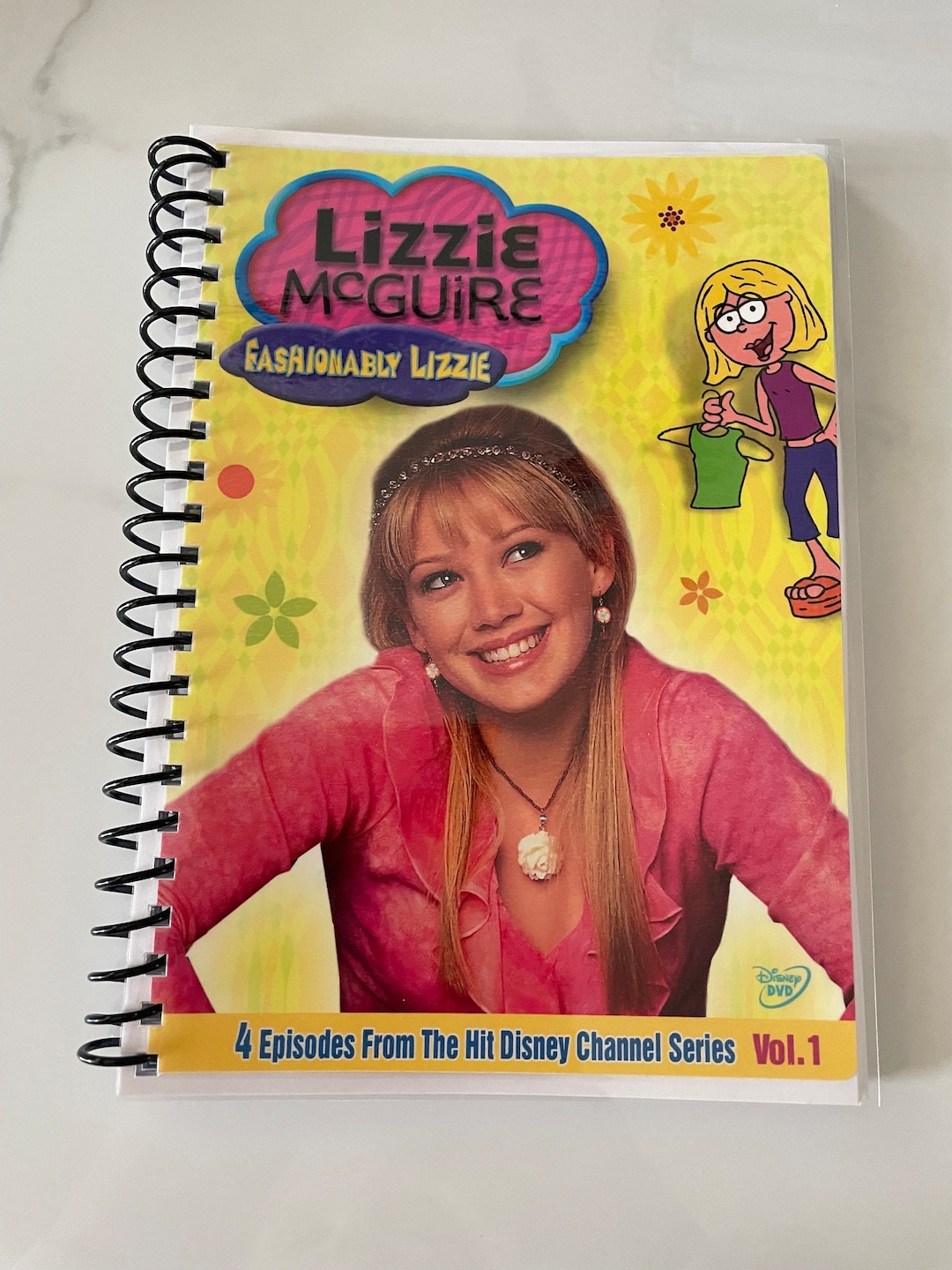 Disney Channels Lizzie Mcguire Fashionably Lizzie TV Show DVD Upcycled Spiral Bound Notebook ...