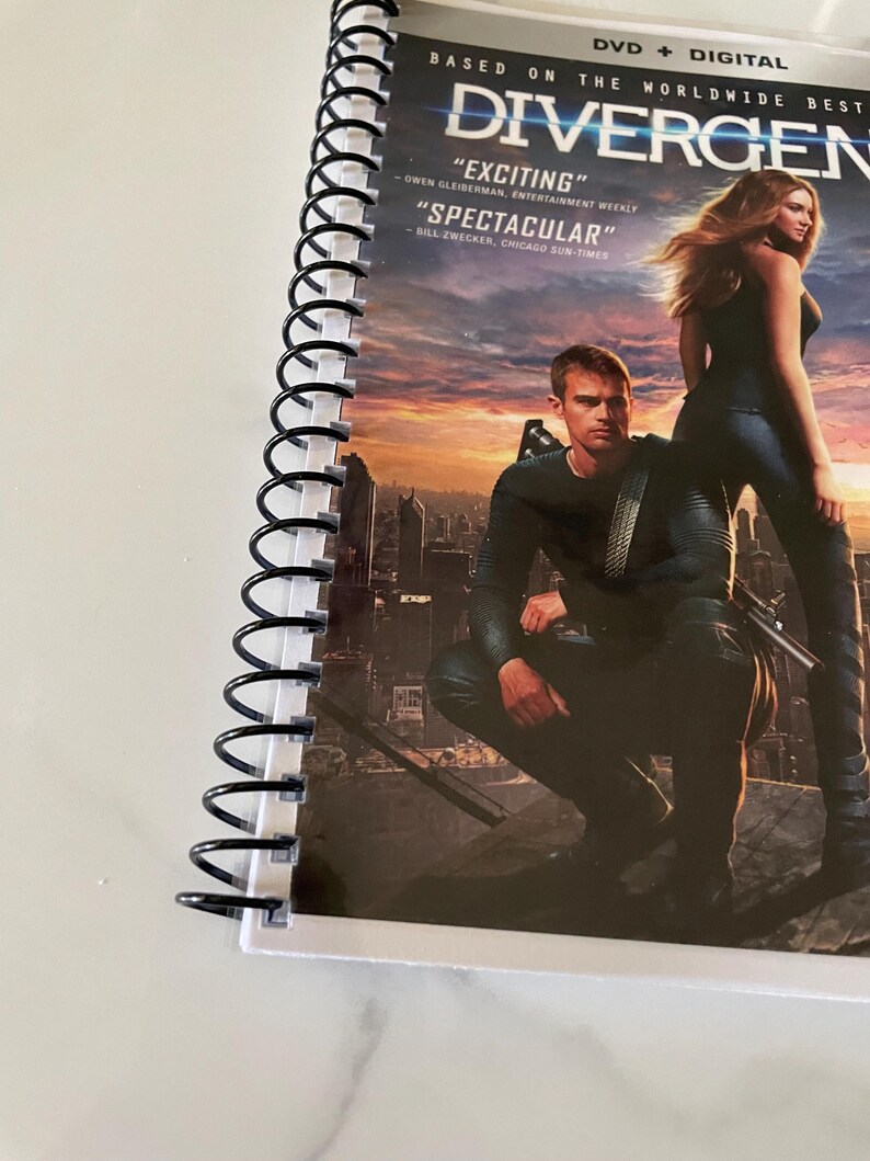 Divergent Movie DVD Upcycled Spiral Bound Notebook Journal Notepad ...