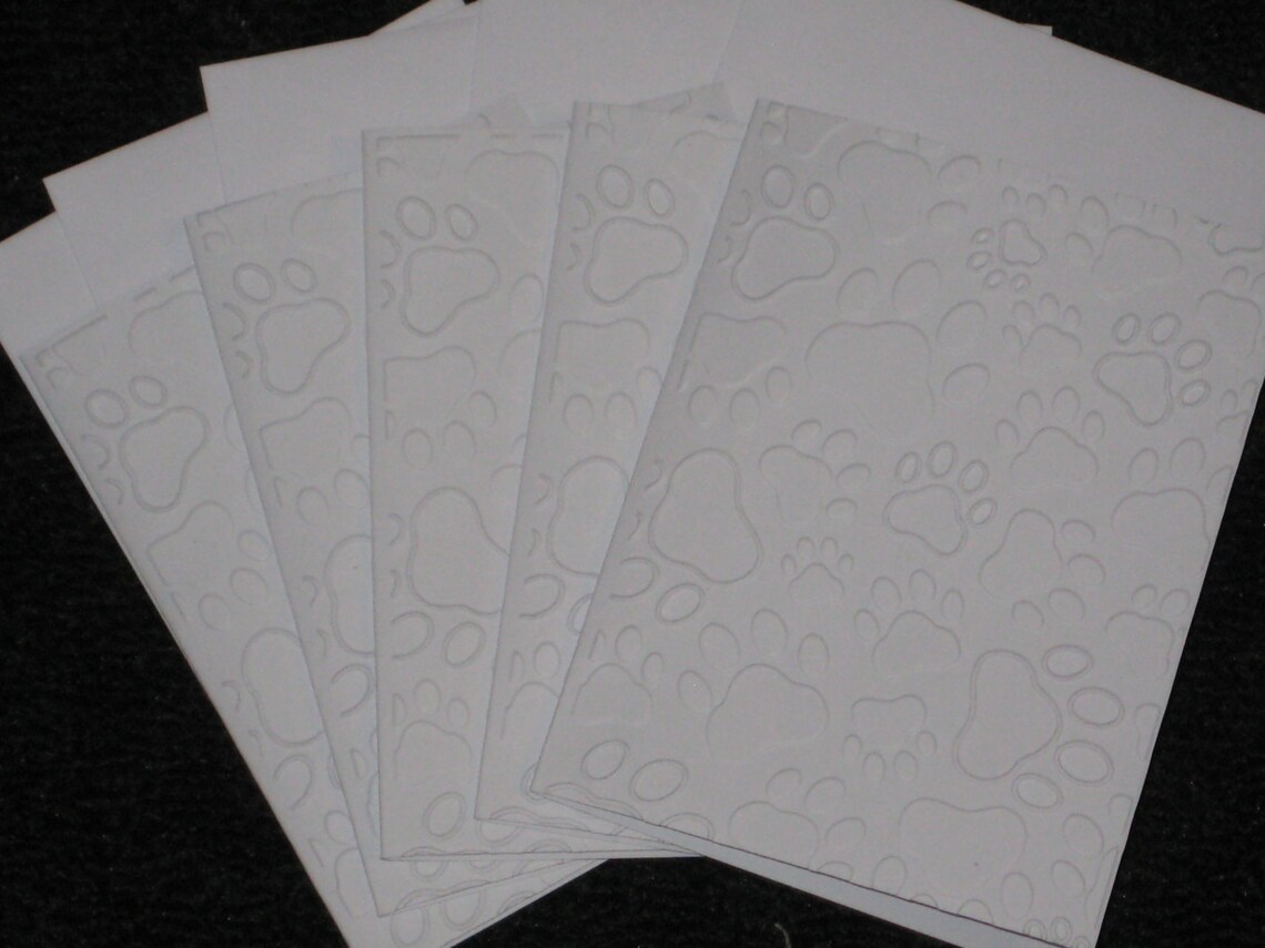 Embossed Paw Print Note Cards - Etsy