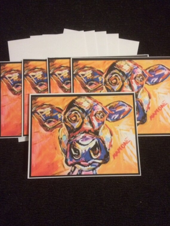 Whimsical Cow Note Cards | Etsy