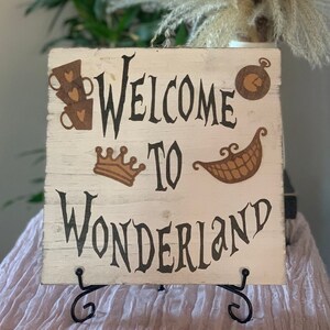 Welcome to Wonderland Wooden Sign With 3D Symbols Mad Hatter Tea Party ...