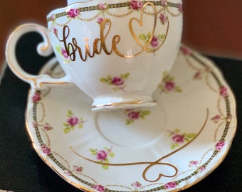 Bride Tea Cup & Saucer, Bride Teacup, Bride Cup, Wedding Teacup, Bride ...