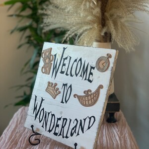 Welcome to Wonderland Wooden Sign With 3D Symbols Mad Hatter Tea Party ...