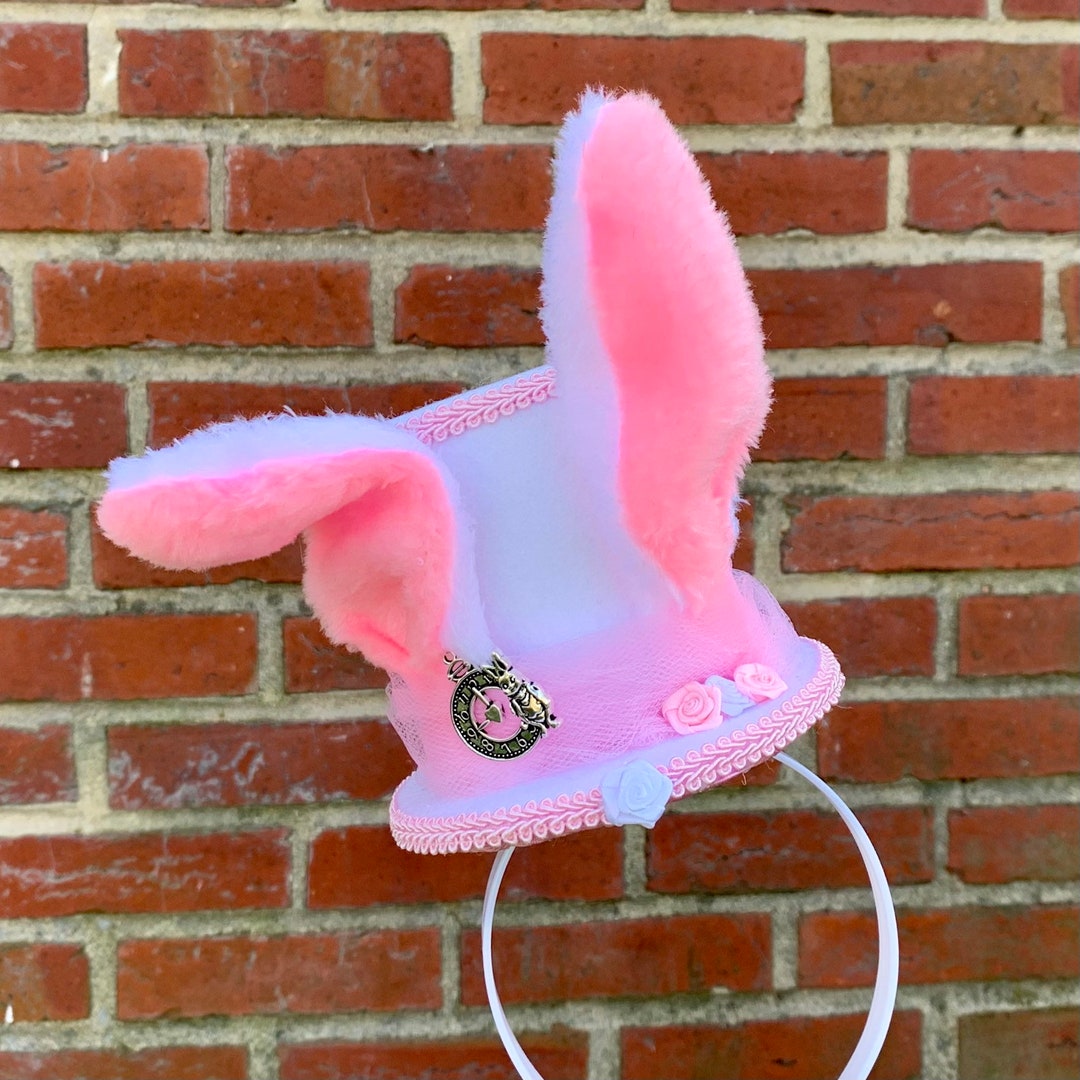 White Rabbit Mini Top Hat With Bunny Ears, Alice in Wonderland ...