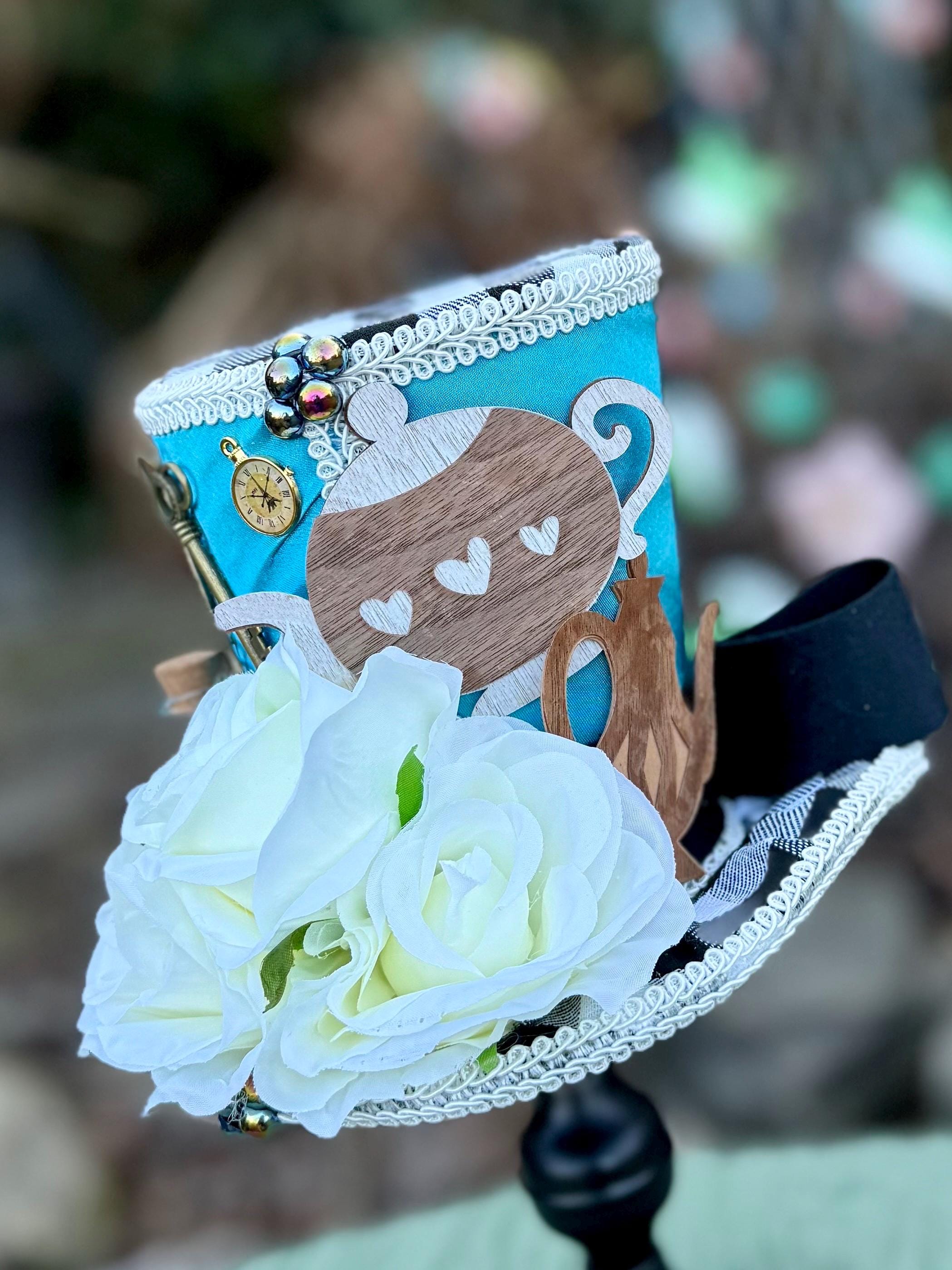 Turquoise & Checkered Top Hat Centerpiece + Candlestick (6-12” Tall ...