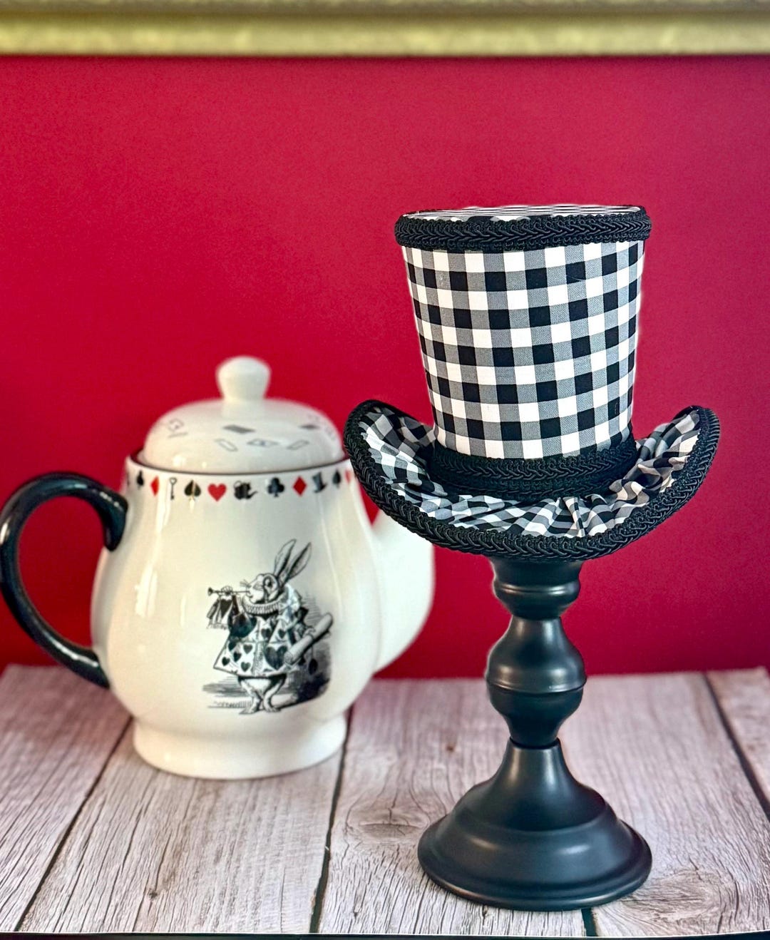 Black & White Small Checkered Top Hat for Wreath | Add Your Own ...