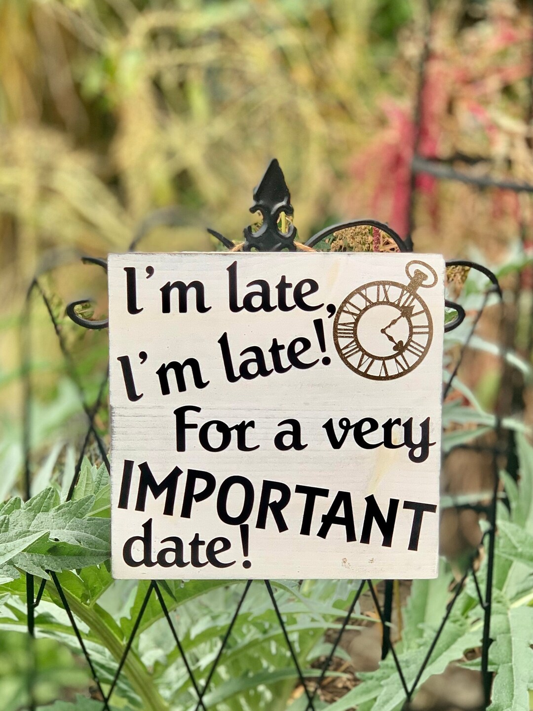 Whimsical i'm LATE I'm Late Wooden Sign, Alice in Wonderland Decoration, Mad Hatter Tea Party ...