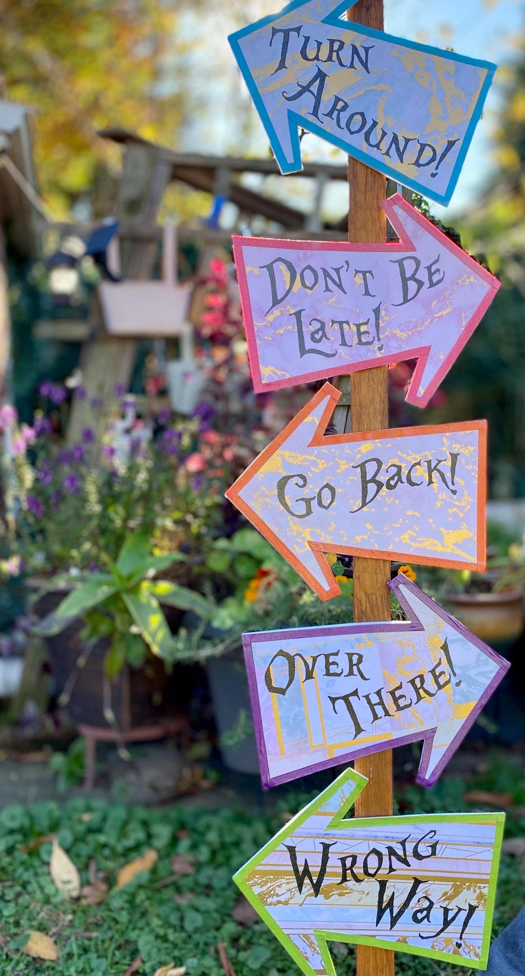 Ready to Ship Mad Hatter Direction Arrows Foam Board Signs set of 5 ...