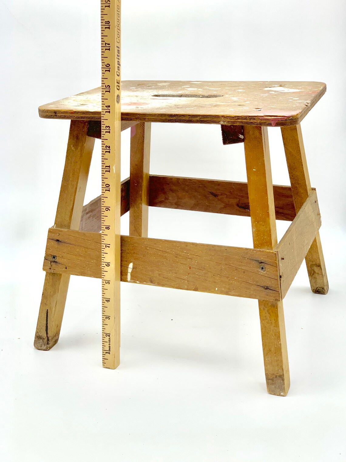 Vintage Wood Stool Painters Step Stool Small Bench Hand - Etsy