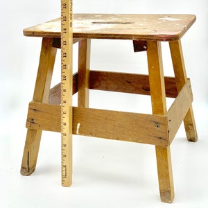 Vintage Wood Stool, Painters Step Stool, Small Bench, Hand Made Stool ...