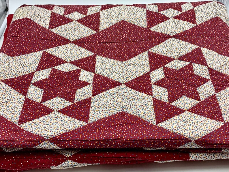 Hand Quilted Quilt Vintage Quilt Double Star Pattern - Etsy