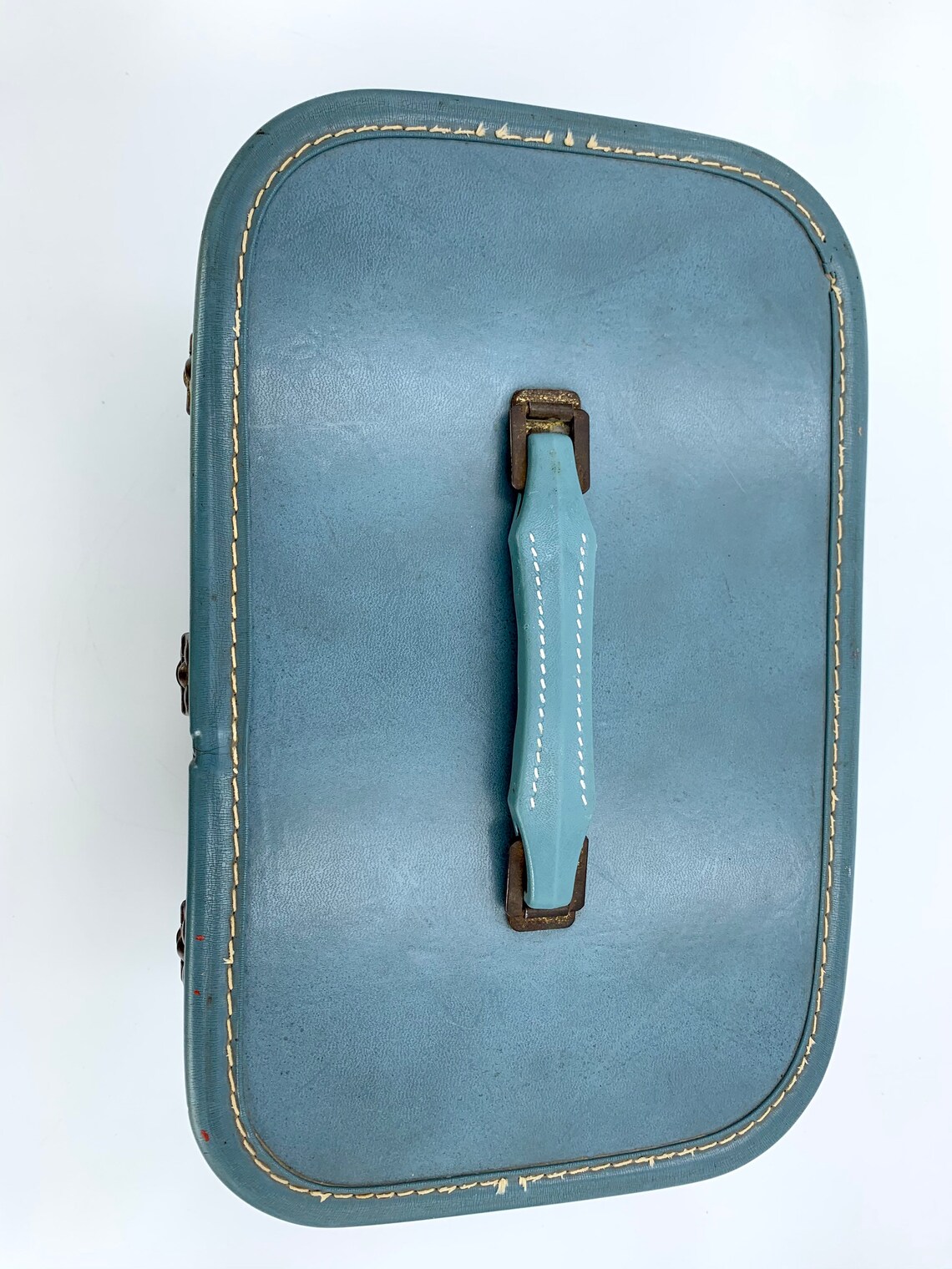Train Case Blue Leather Suitcase Travel Joy Luggage Vintage | Etsy