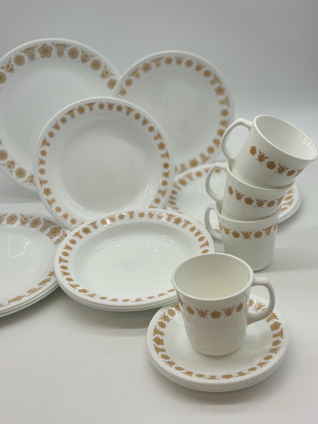 Corelle Gold Butterfly Pattern by Corning and Pyrex. Vintage Dinnerware ...