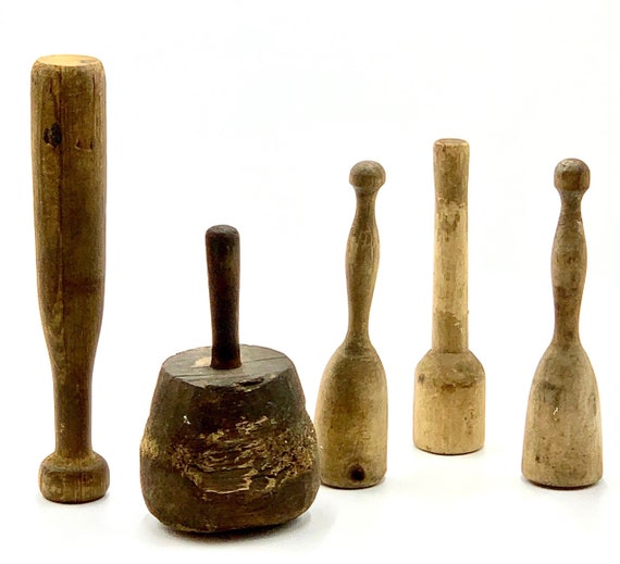 Wood Pestle Collection of Five Primitive and Unique Grinders - Etsy
