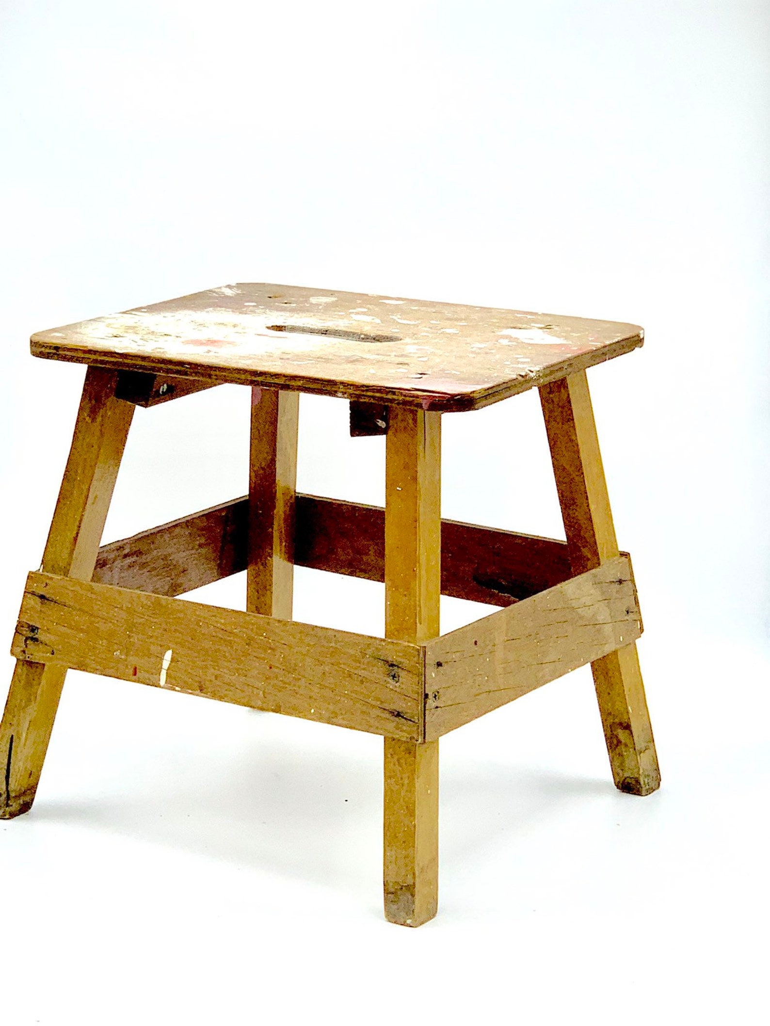 Vintage Wood Stool Painters Step Stool Small Bench Hand - Etsy