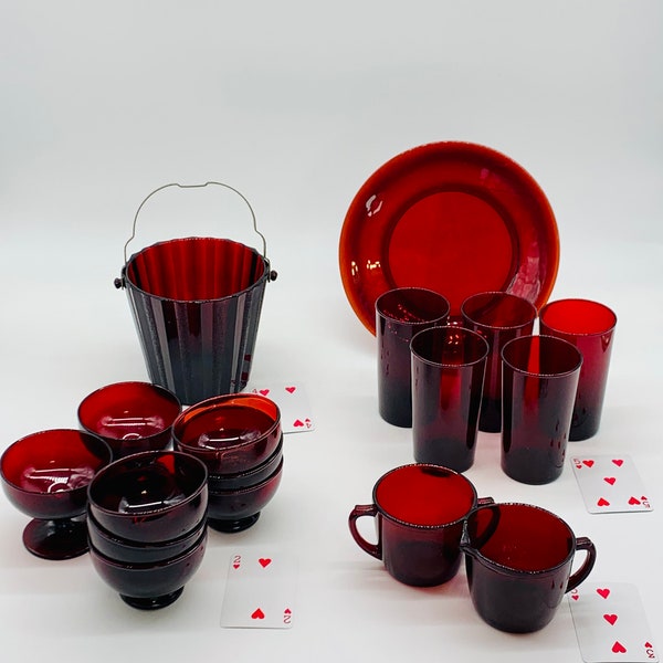 Red Depression Glass - Etsy