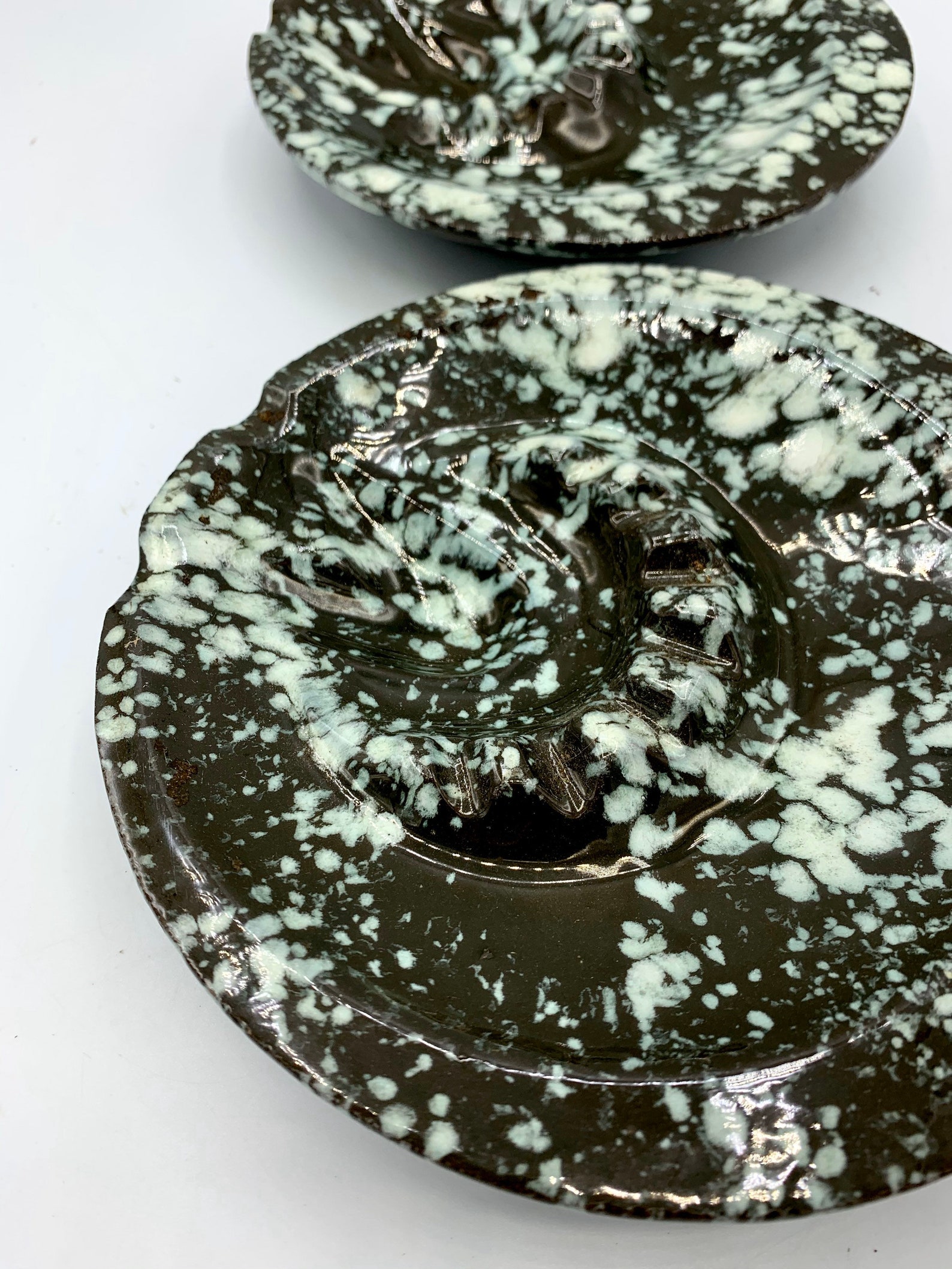 Ashtray Atomic Style Pair Ashtrays Splatter Painting Ceramic - Etsy