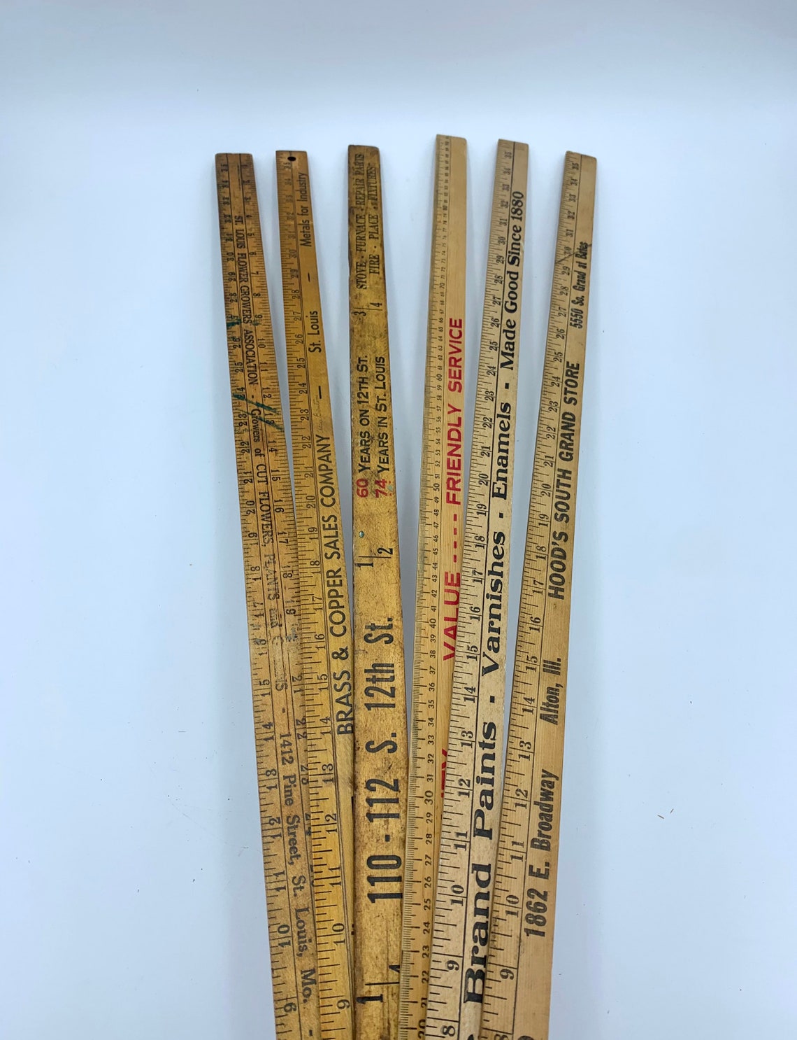 Vintage Wood Yardsticks Wooden Measure Sticks Advertising | Etsy