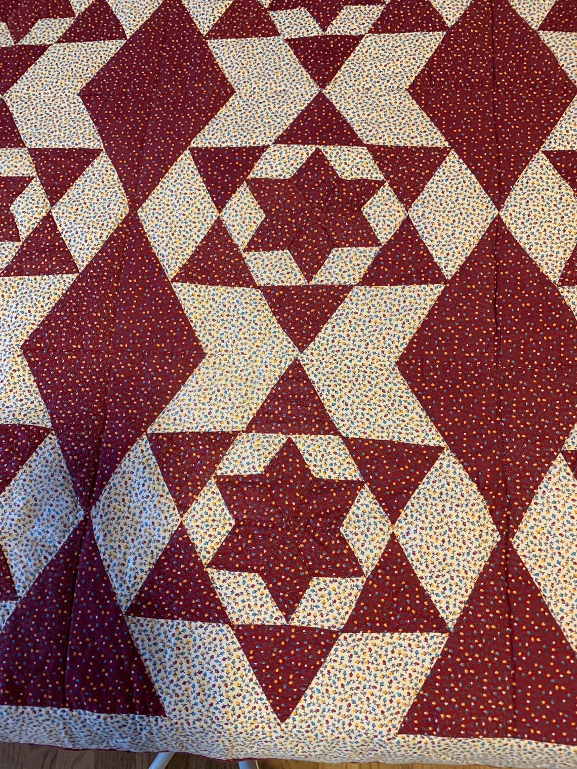 Hand Quilted Quilt Vintage Quilt Double Star Pattern - Etsy