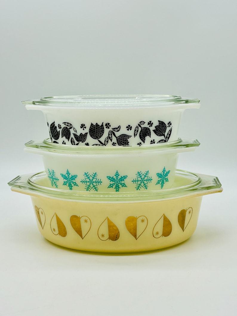Pyrex Casserole Dish, Black Tulip, Blue Snowflake, Golden Hearts ...