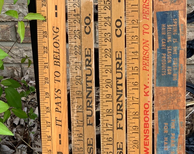 Vintage Wood Yardstick, Wooden Measure Sticks, Premium Advertisement ...