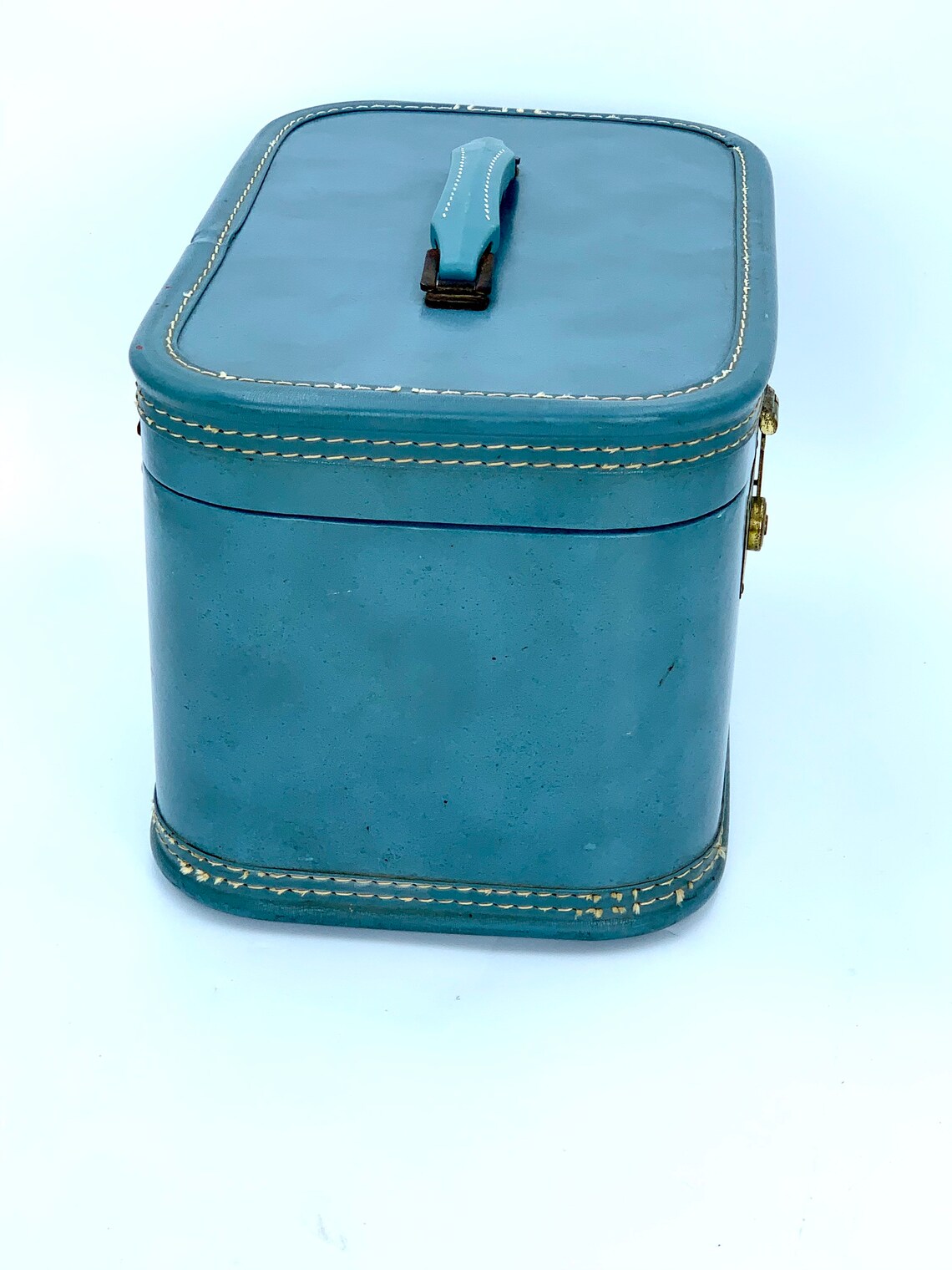 Train Case Blue Leather Suitcase Travel Joy Luggage Vintage | Etsy