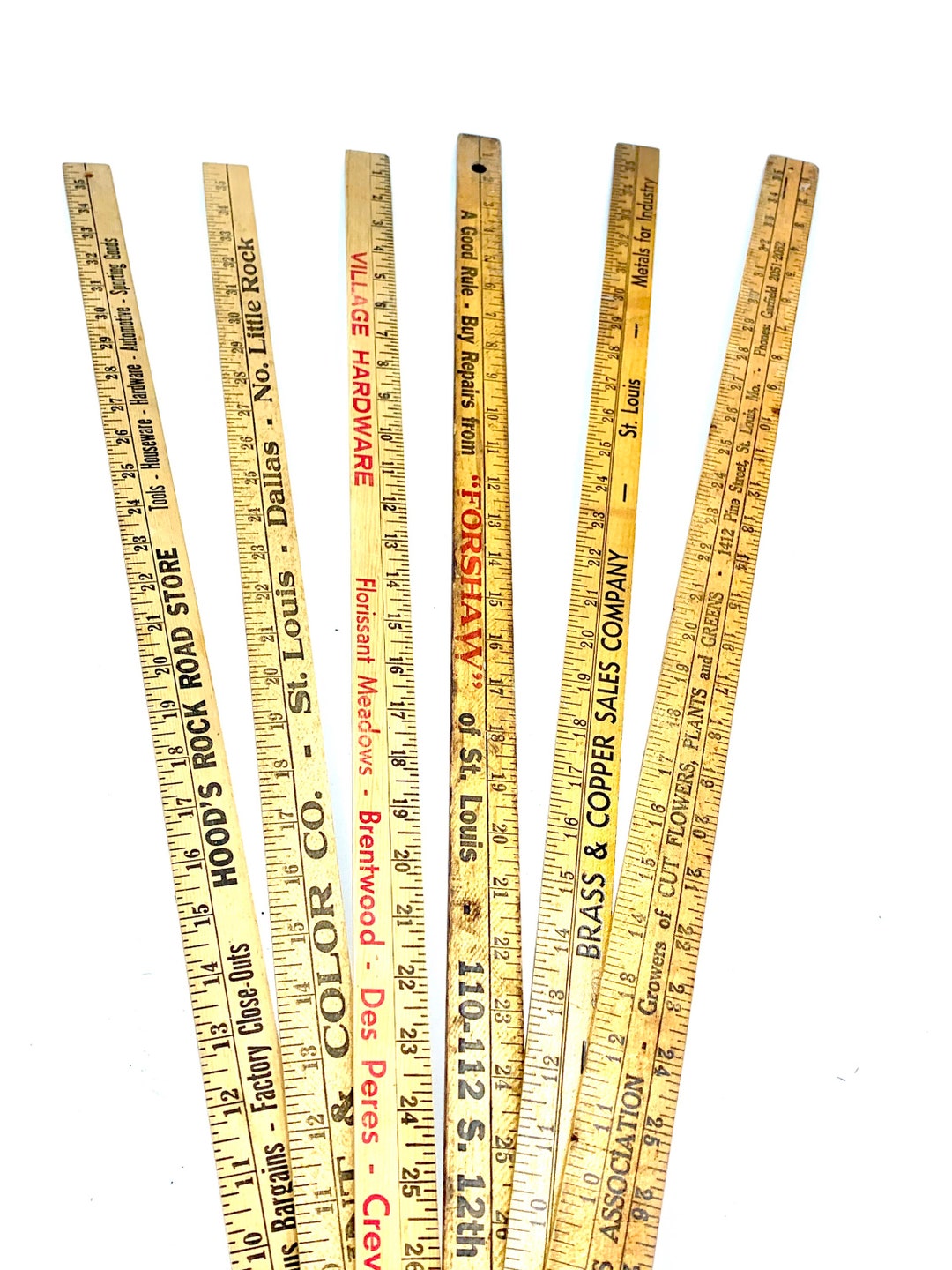 Vintage Wood Yardsticks, Saint Louis Mo, Advertising Premium, Flower ...