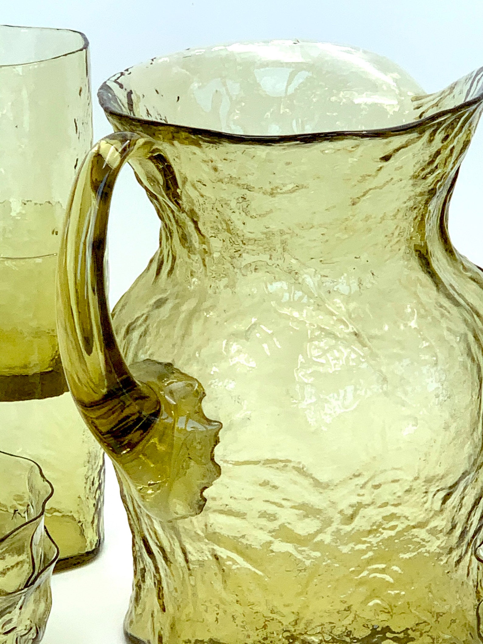 Citronella Color Crinkle Glass Pitcher Drinking Glass Bowls | Etsy
