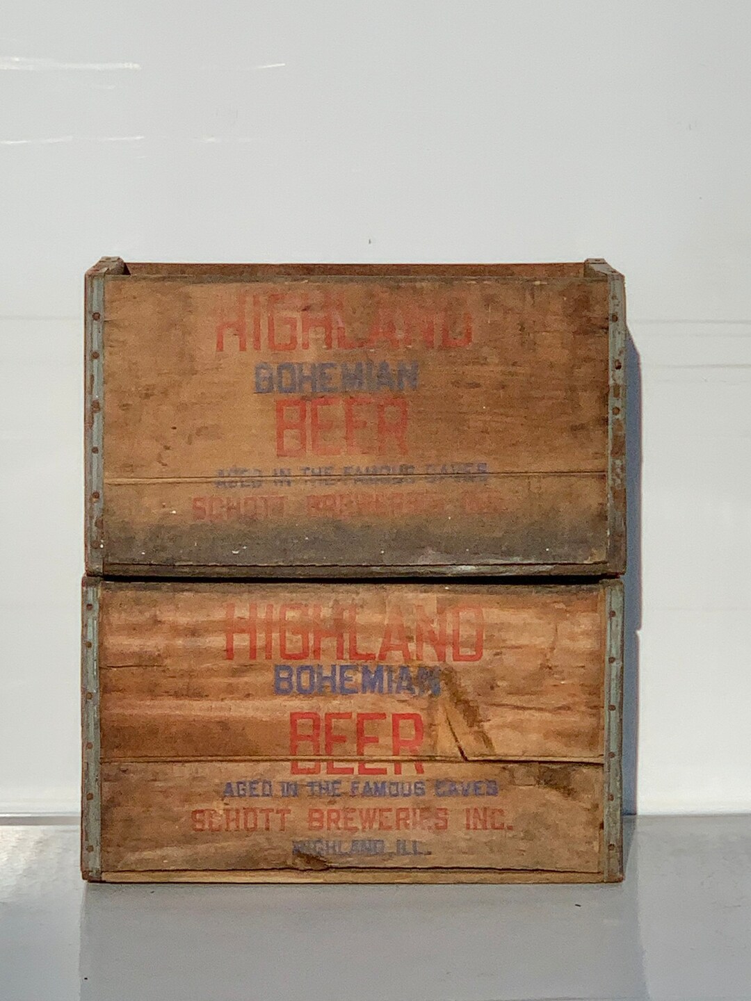 Brewery Wood Crate, Highland Illinois Antique Brewania Wooden Box, Pre ...