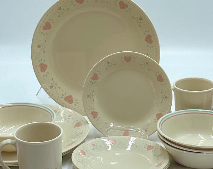 Corelle in Pattern Forever Yours Dinnerware Set. Heart Pattern Vintage ...
