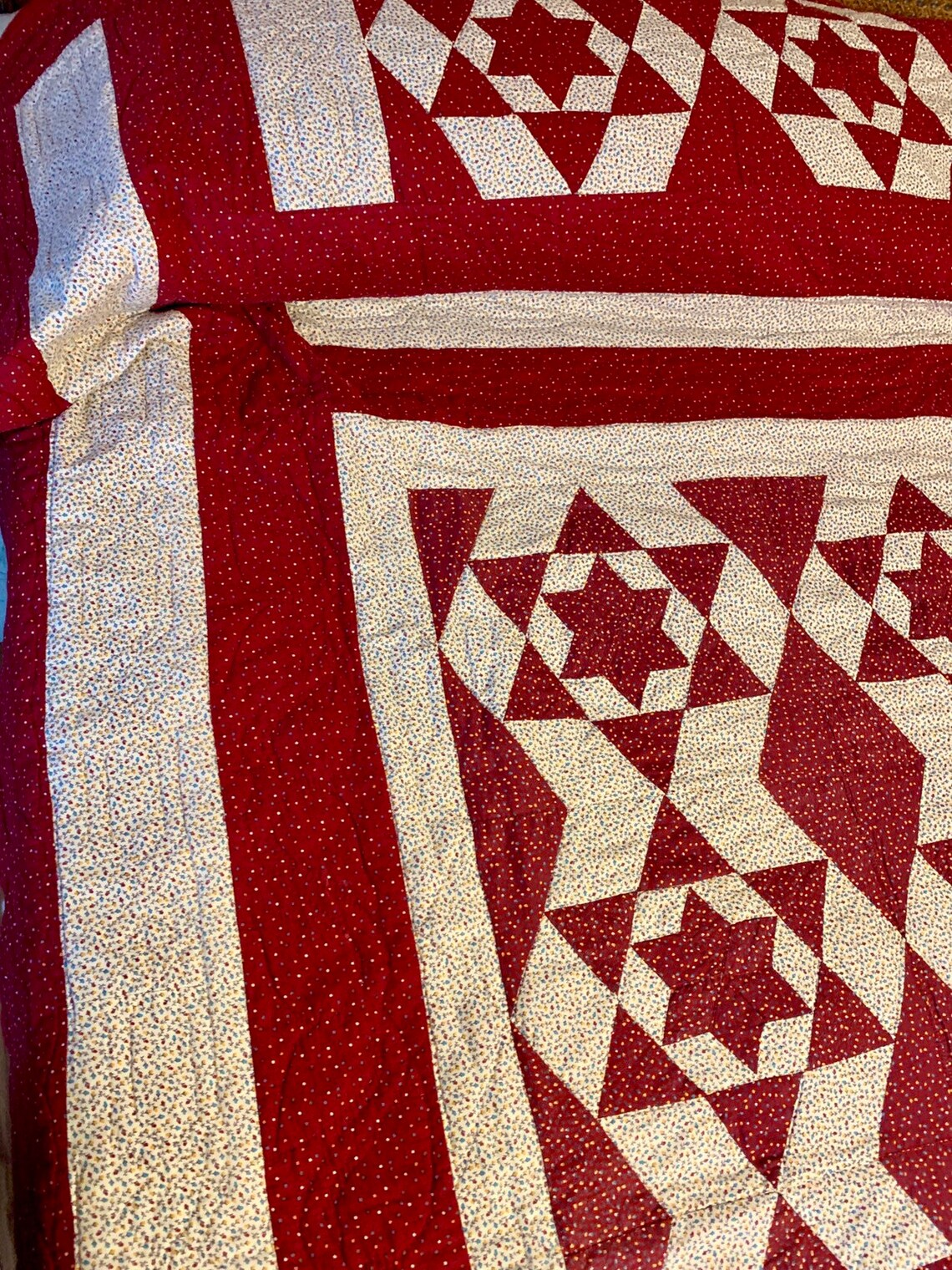 Hand Quilted Quilt Vintage Quilt Double Star Pattern - Etsy