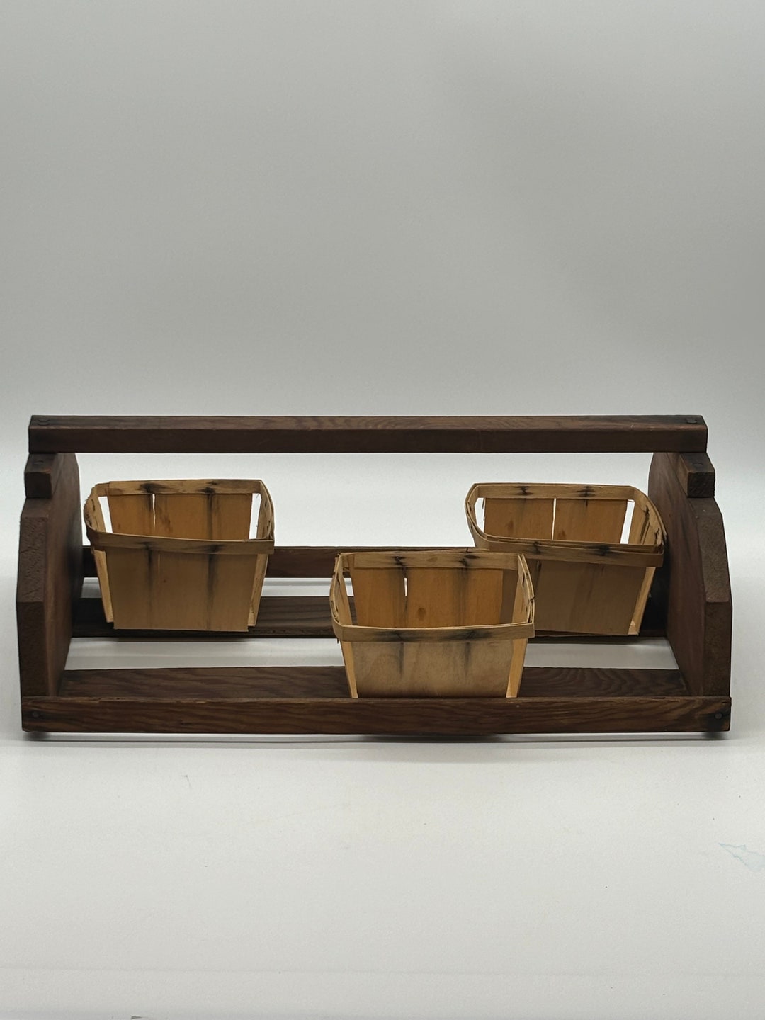 Wood Container for Quart Boxes, Wooden Berry Carrier, Wood Strawberry ...