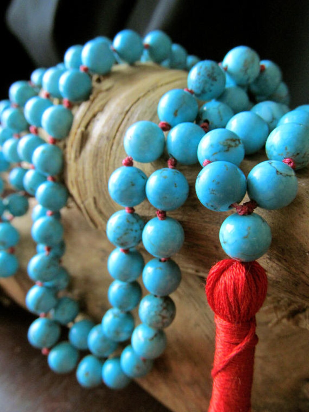 Turquoise 108 Bead Mala Necklace: Handmade Prayer Beads With Tassel - Etsy