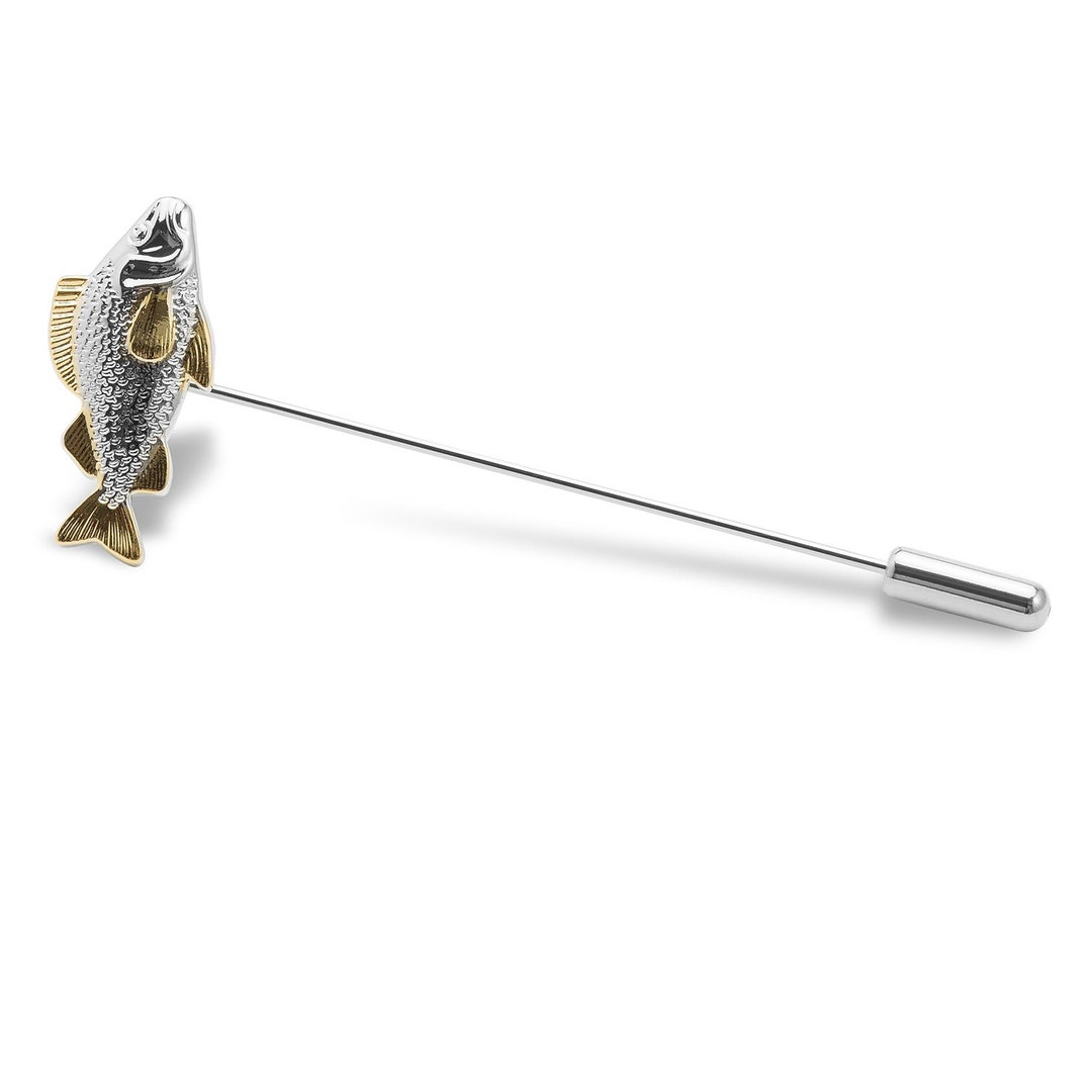 Gold Accent White Sea Bass Lapel Pin - Etsy