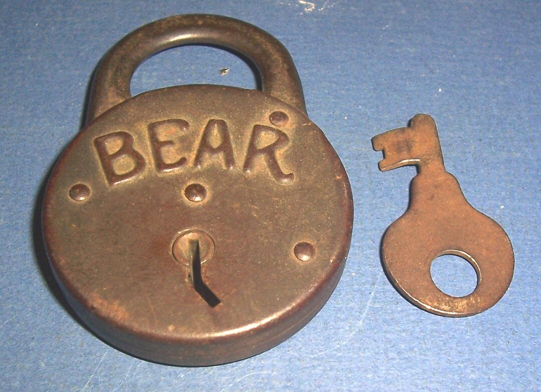 Vintage Bear Padlock With Key - Etsy