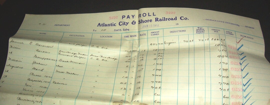 Lot of Vintage Atlantic City Railroad Payroll Sheets, Plus - Etsy