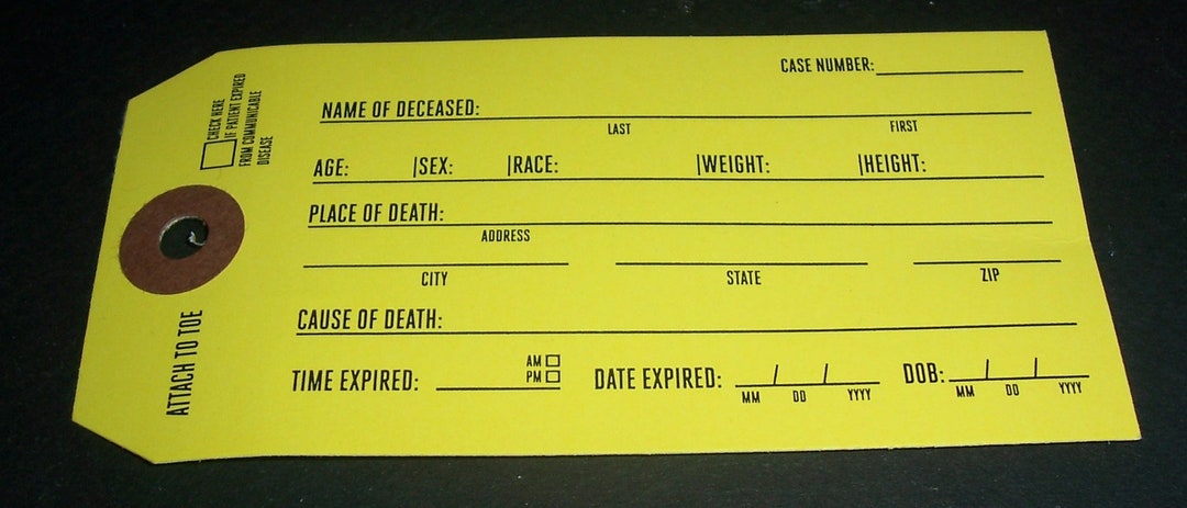 Vintage Unused Cadaver Toe Tag - Etsy