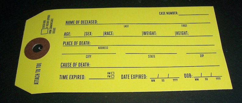 Vintage Unused Cadaver Toe Tag - Etsy