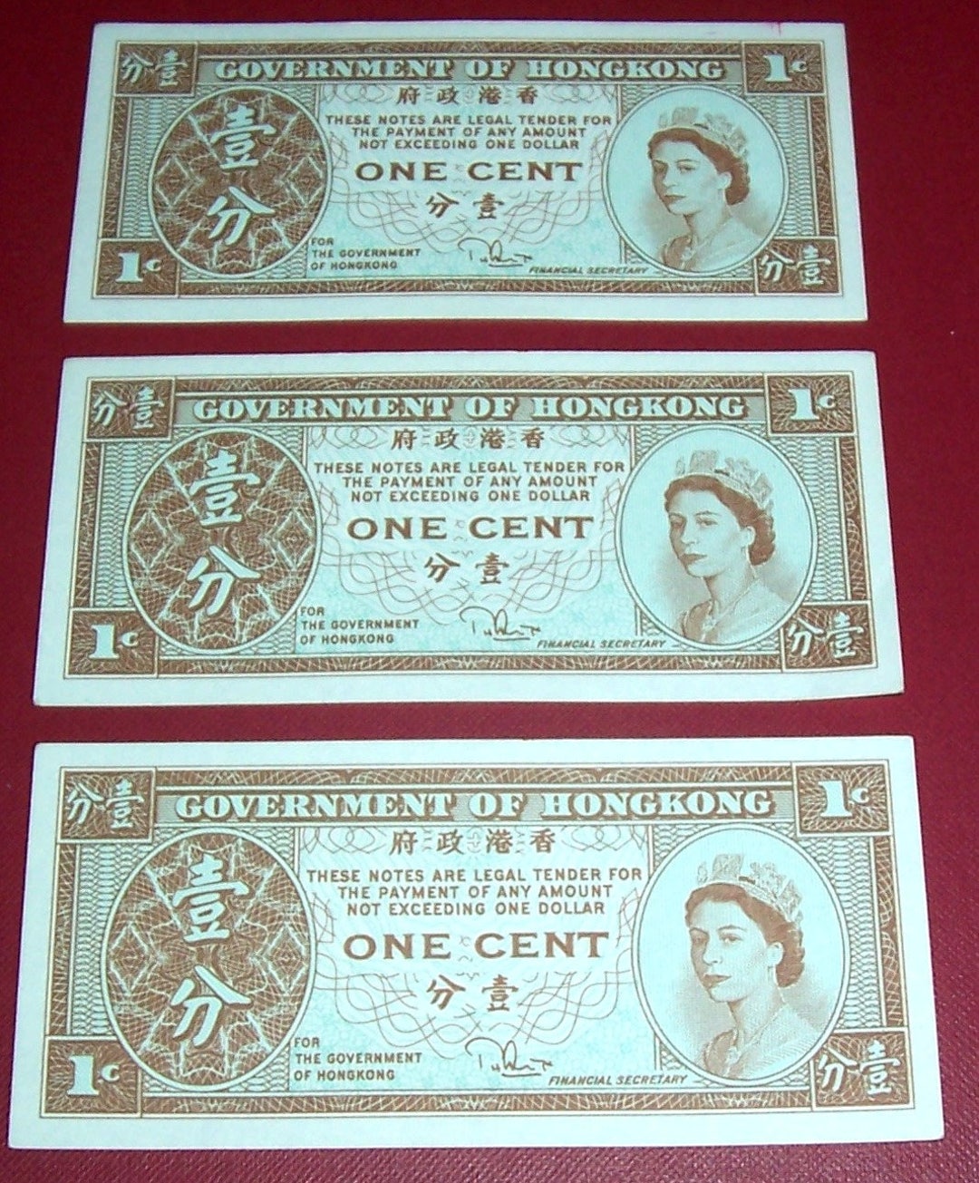 Three 1960s Hong Kong One-cent Notes - Etsy