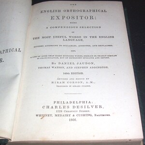 1866 English Orthographical Expositor Book - Etsy