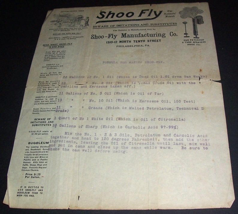 Circa 1915 Shoo Fly Fly Company Letter, Cool Graphics - Etsy